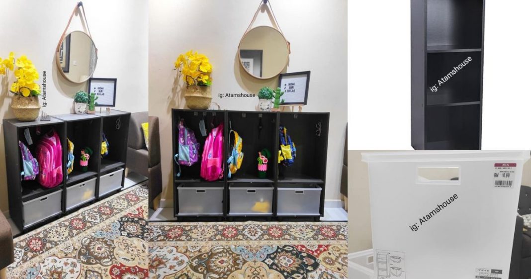DIY Tempat Letak Beg Sekolah Anak. Hanya Guna Rak Buku, Tersusun ...