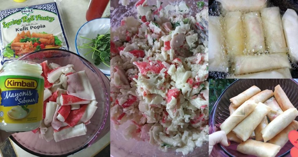 Popia Berinti Crab Stick Mayonis. Guna 4 Bahan Je, Sedap & Anak-Anak Suka!