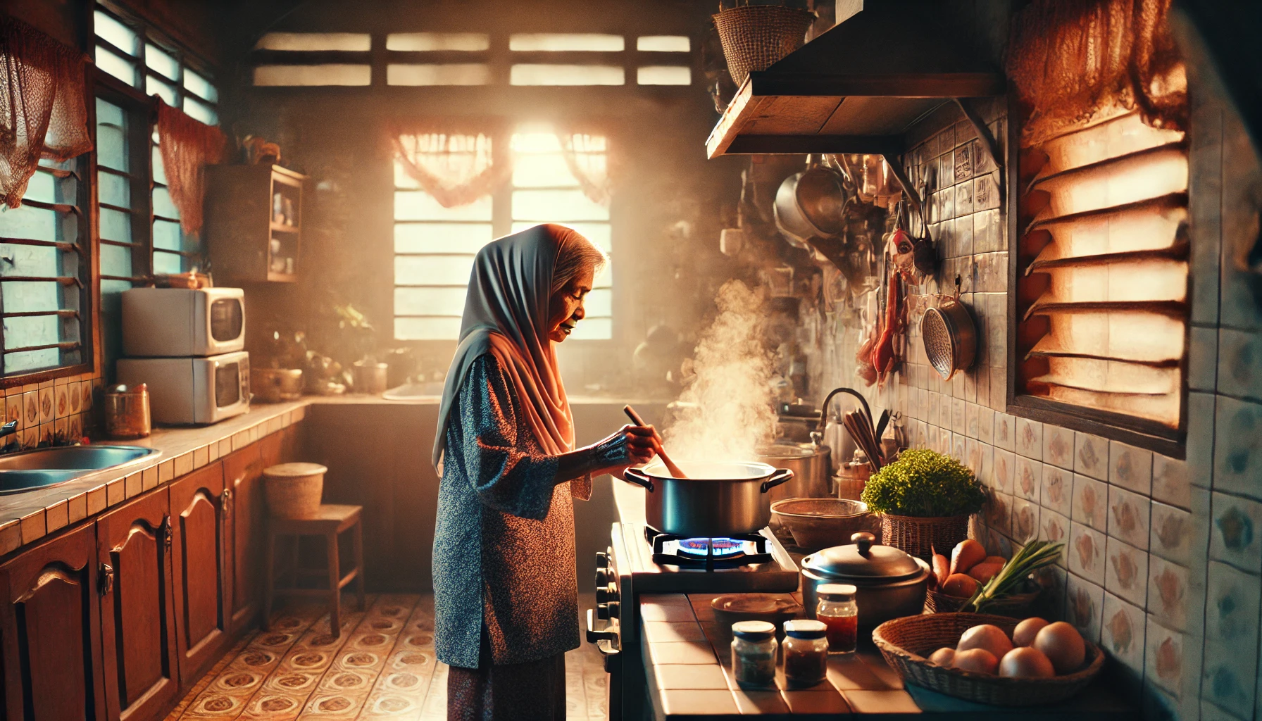 Ibu Memasak Di Dapur Bantu-bantulah, Baliklah Kampung Ziarah Mak Ayah